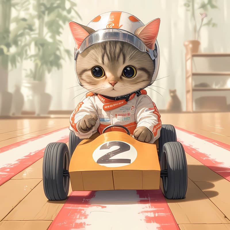 Cat Race Day Excitement stock illustration. Illustration of motivation ...