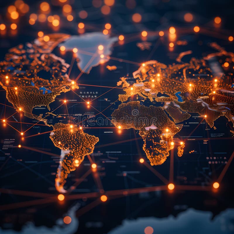 Global Connections Illuminated Stock Illustration - Illustration of ...