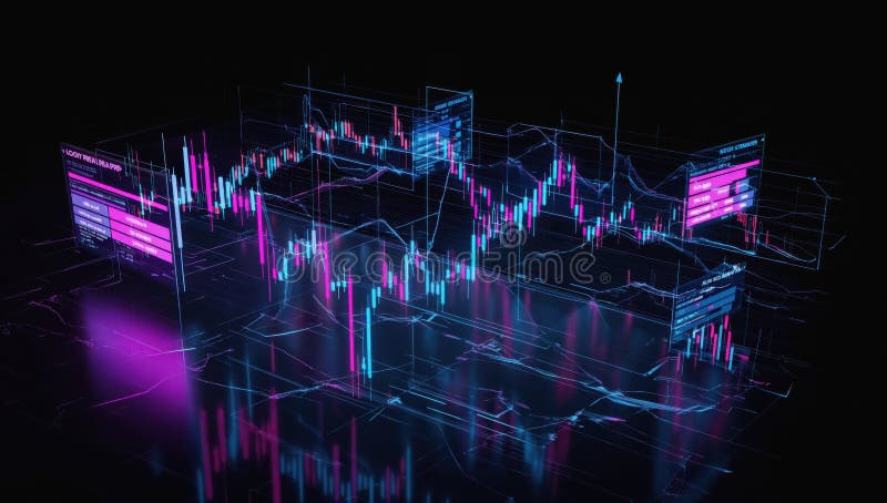 Dynamic Stock Market Analysis with Neon Visuals and Data Displays Stock ...