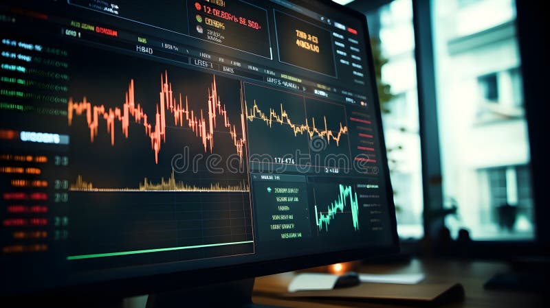 Dynamic Stock Market Charts Displayed on High-resolution Screens Stock ...