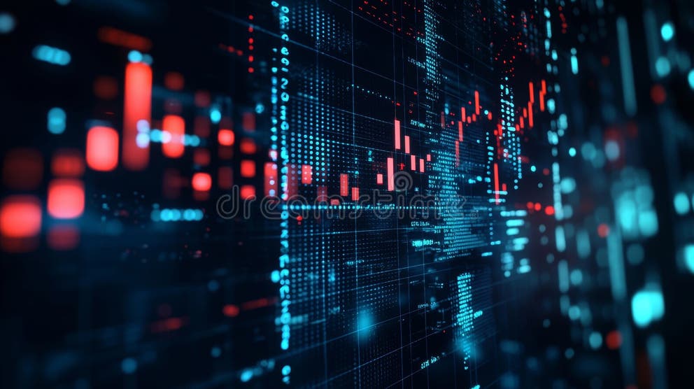 Dynamic Stock Market Data Visualization with Red and Blue Graphs Stock ...