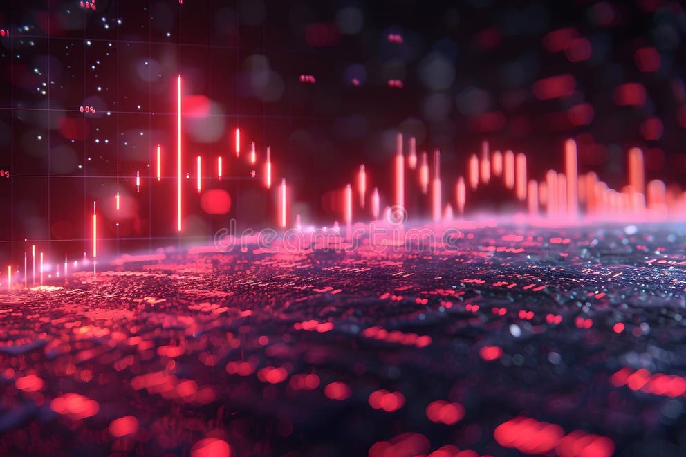 Dynamic Stock Market Data Visualization with Red Candlestick Chart ...