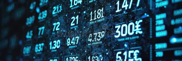 Dynamic Stock Market Display with Currency Symbols and Digital ...