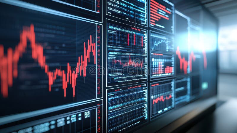 Dynamic Stock Market Fluctuations, Chart Analysis on Computer Screen ...