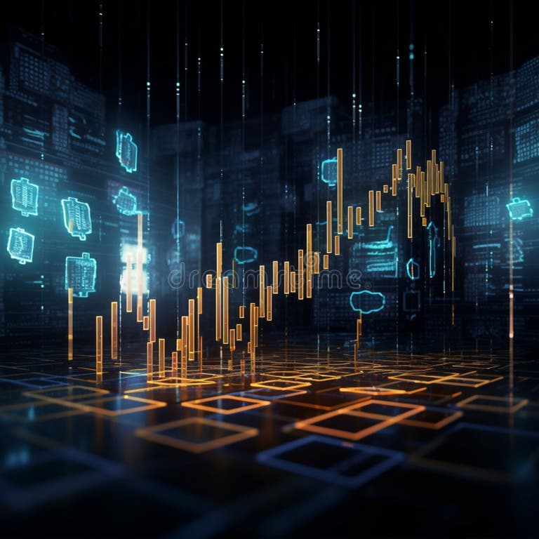 Dynamic Stock Market Graph with Bright, Glowing Data Visualization ...