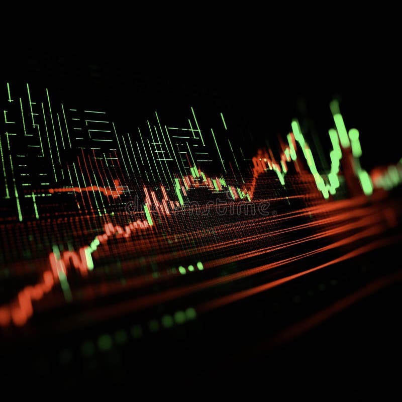 Dynamic Stock Market Chart with Fluctuating Red and Green Lines Showing ...