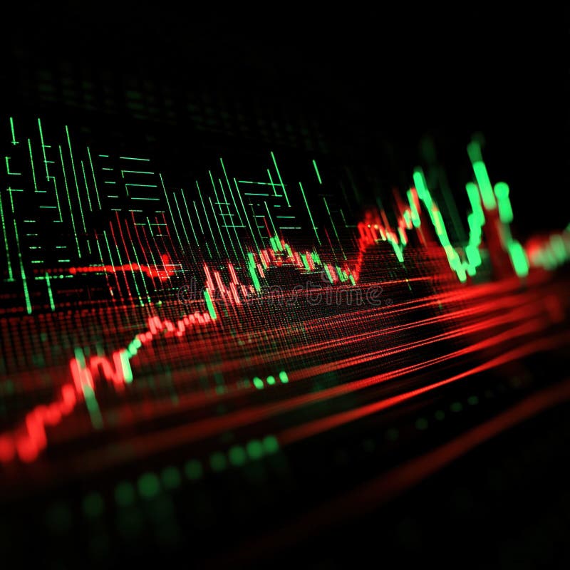 Dynamic Stock Market Graph with Fluctuating Red and Green Lines ...