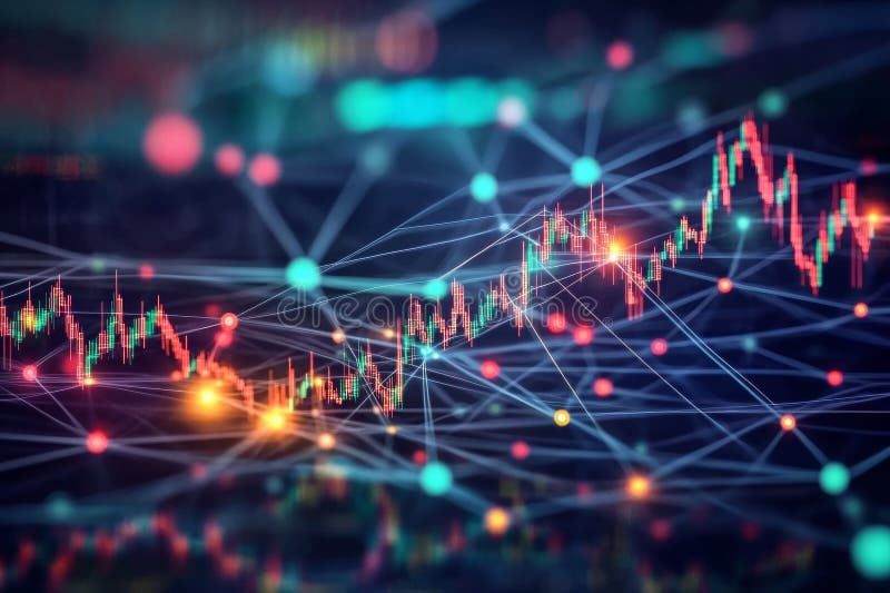 Dynamic Stock Market Graphs Display Fluctuating Trends, Interlaced with ...