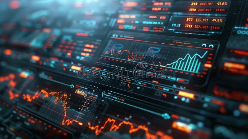A Dynamic Stock Market Interface Displaying Graphs, Numerical Data, and ...