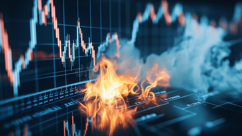 Dynamic Stock Market Visualization Featuring Flames Symbolizing ...