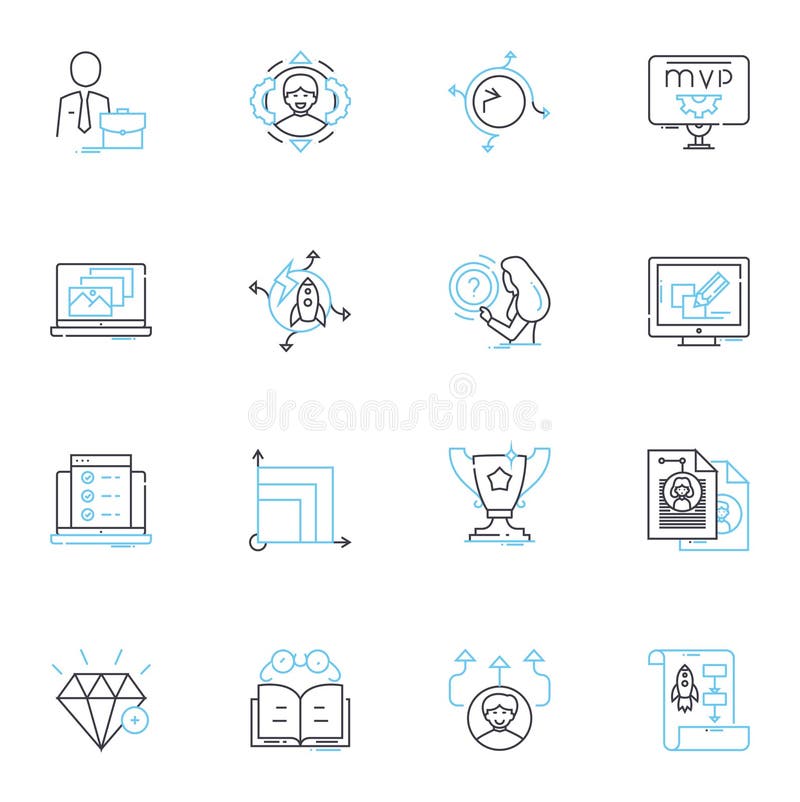 Dynamic Strategy Linear Icons Set. Agility, Adaptability, Flexibility ...