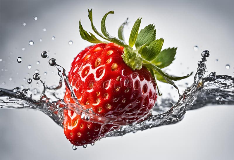 Dynamic Strawberry Splash with Realistic Fruit Stock Illustration ...