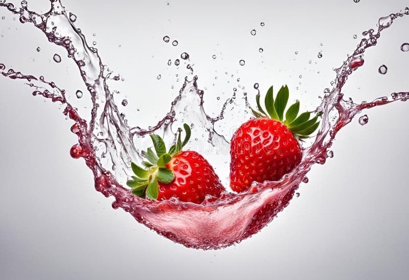 Dynamic Strawberry Splash with Realistic Fruit Stock Illustration ...