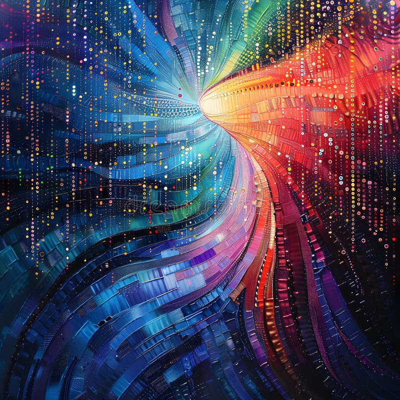 Dynamic Stream of Binary Code. Stock Illustration - Illustration of ...