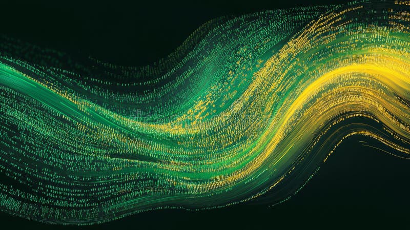 Dynamic Stream of Binary Code in Green and Yellow, Symbolizing Data ...