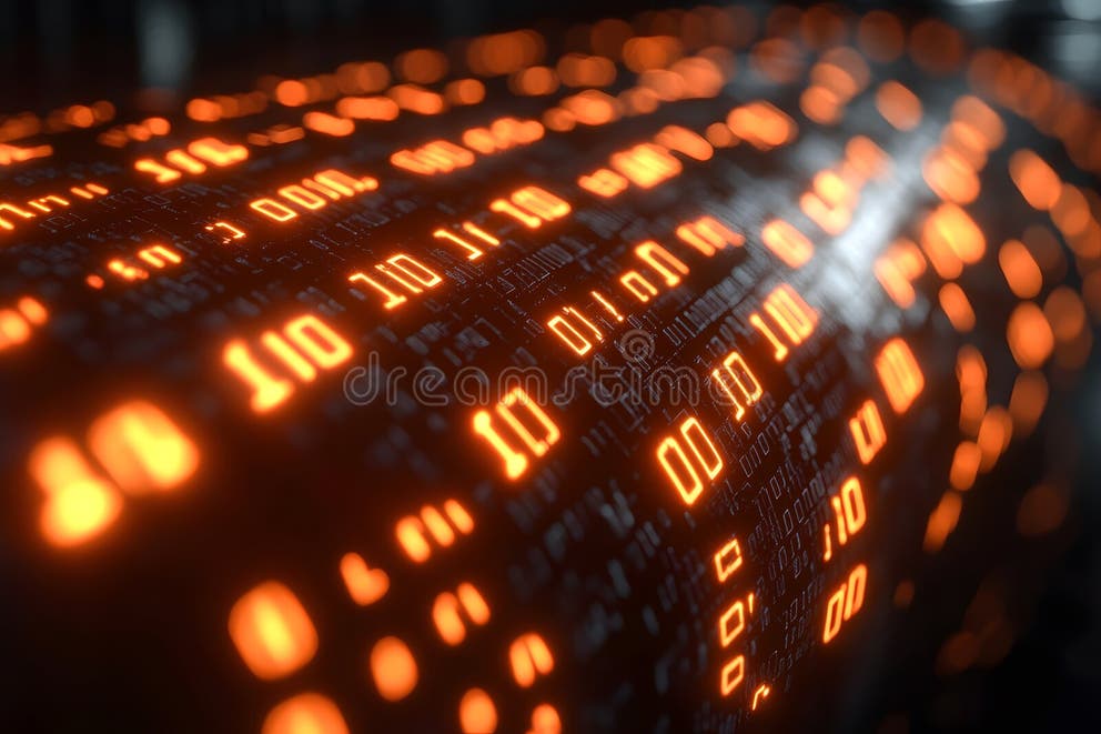 Glowing Binary Code Stream for Futuristic Technology Design and Innovation Generative AI Stock ...