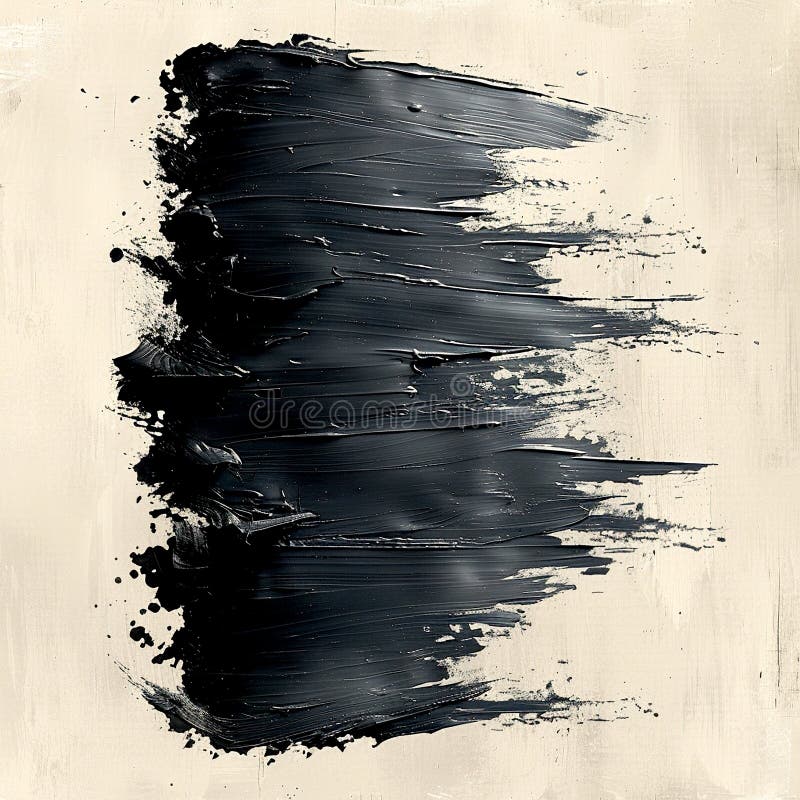 Abstract Expression of Black Paint Sweeping Across a Textured Beige ...