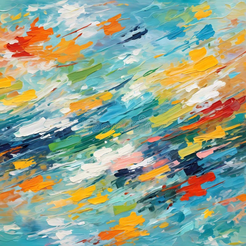 Dynamic Strokes of Blue, Orange, and Yellow Blend Seamlessly, Evoking ...