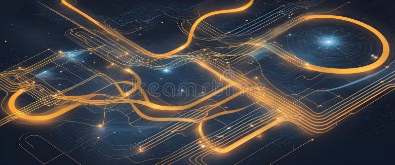 A Dynamic, Stylized Diagram Depicting Interconnected Circuit Elements ...