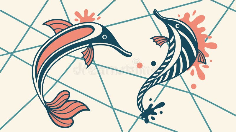 Dynamic Stylized Fish Leaping with Water Splash, Vector Design ...