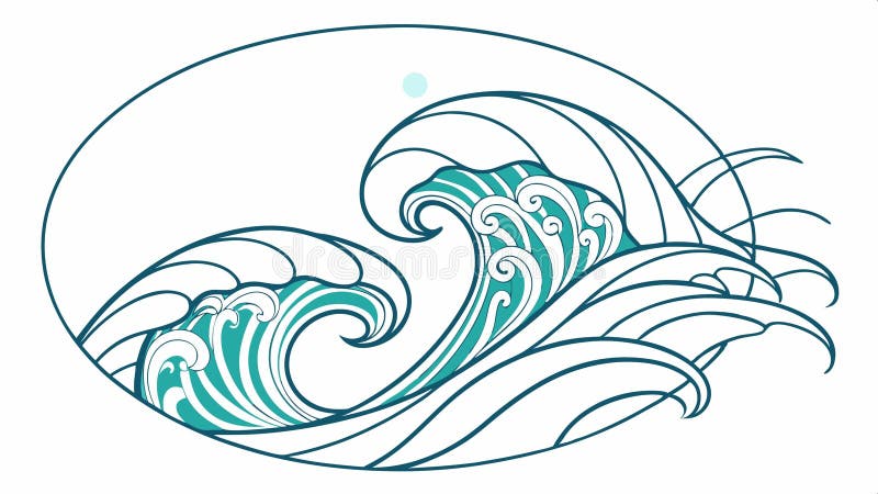 Dynamic Stylized Illustration of Crashing Ocean Waves Vector Design ...