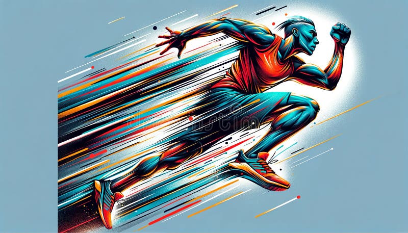 A Dynamic, Stylized Illustration of a Sprinter in Motion. Stock ...