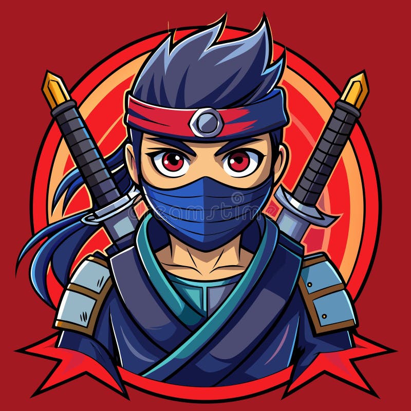 Stylized Ninja with Katana Vector Art Stock Vector - Illustration of ...