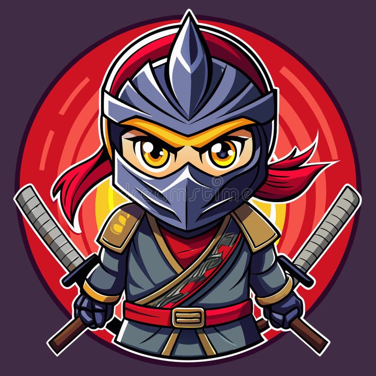 Stylized Ninja with Katana Vector Art Stock Vector - Illustration of ...