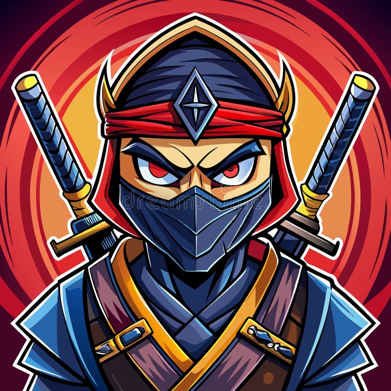 Stylized Ninja with Katana Vector Art Stock Vector - Illustration of ...