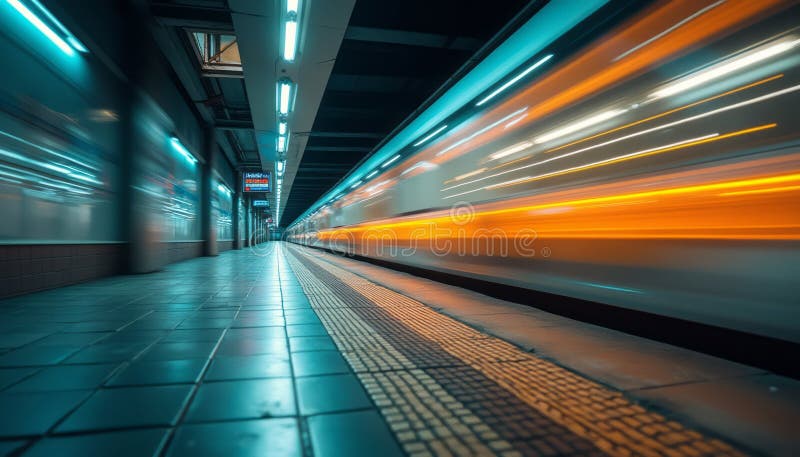 Dynamic Subway Scene with a Speeding Train Stock Photo - Image of ...
