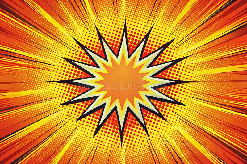 Dynamic Sunburst Explosion Comic Book Halftone Background a Powerful ...