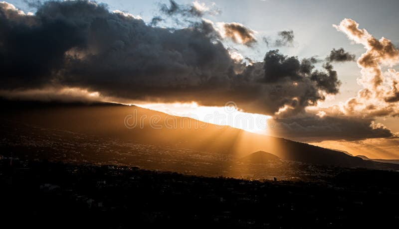 Dynamic Sunset with Clouds and Light Play Stock Photo - Image of nature ...