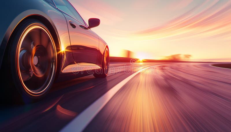 Dynamic Sunset Highway Captivating Long Exposure Car Motion and Vibrant ...