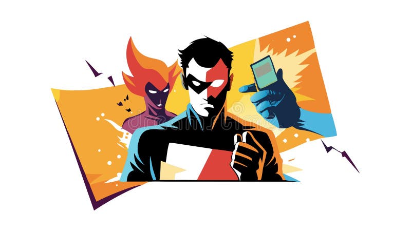 Dynamic Superhero in Action Pose, Pop Art Comic Book Style, Vector ...