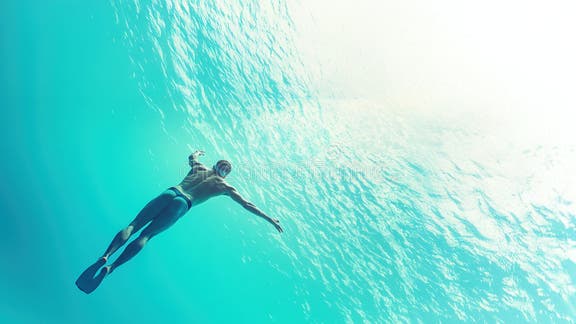 Dynamic Swimmer in Mid-air Dive into Crystal Blue Pool Captured in High ...