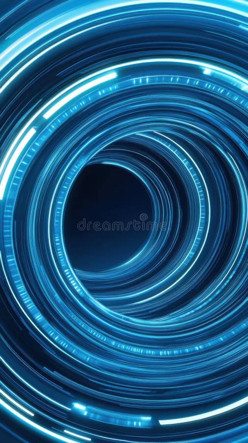 Futuristic Blue Vortex with Glowing Circular Patterns Creates a Sense ...