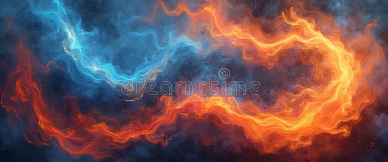 Dynamic Swirl of Blue and Orange Flames Stock Image - Image of emotion ...
