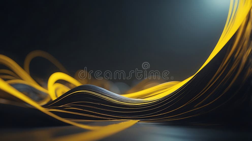 Dynamic Swirl Composition with Yellow and Black Circular Flow Forming ...