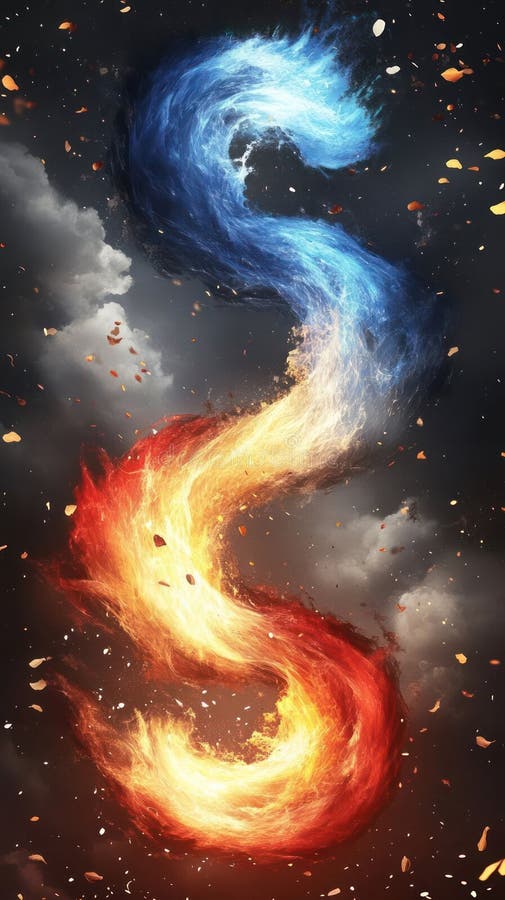 A Dynamic Swirl of Fire and Ice, Representing Elemental Forces in a ...