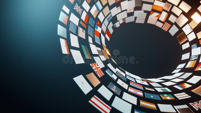 Dynamic Swirl of International Flags Creates Vibrant Abstract ...