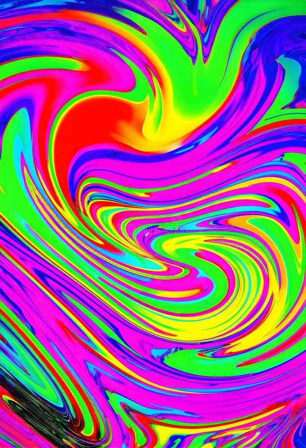 Dynamic Swirl Pattern with Vivid and Contrasting Psychedelic Colors ...