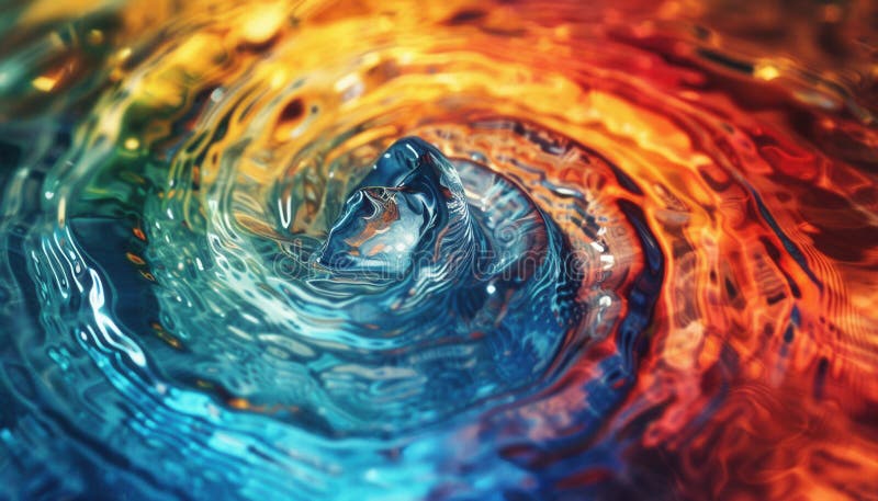 Colorful Water Swirl Creating Vibrant Patterns in a Ripple Effect Stock ...