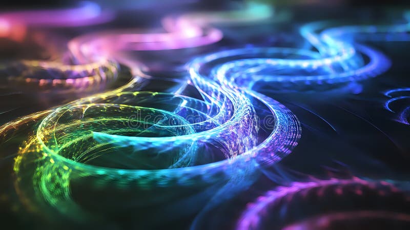 Swirling Holographic Energy Waves Forming 3D Vortex Shapes with Vibrant ...
