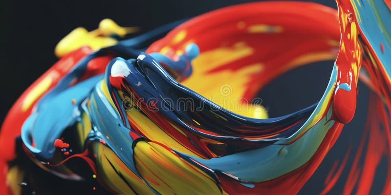 Dynamic Swirling Mixture of Vibrant Acrylic Paints Creating an Abstract ...