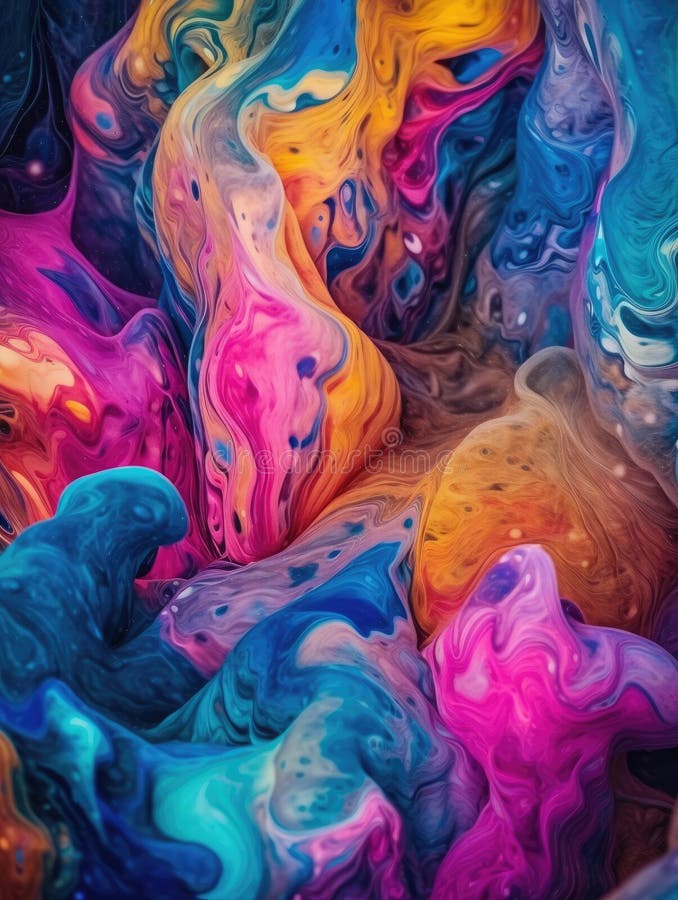 Dynamic Swirling Paint Patterns in Macro Photography Stock Illustration ...