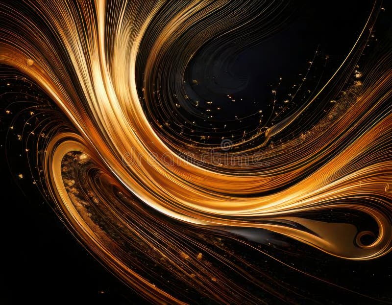Dynamic Swirling Pattern with Gold Accents Background Stock ...