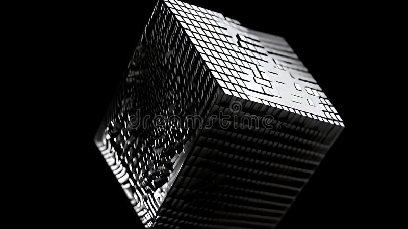 Silver Cube Animation with Patterns Stock Video - Video of reflection ...