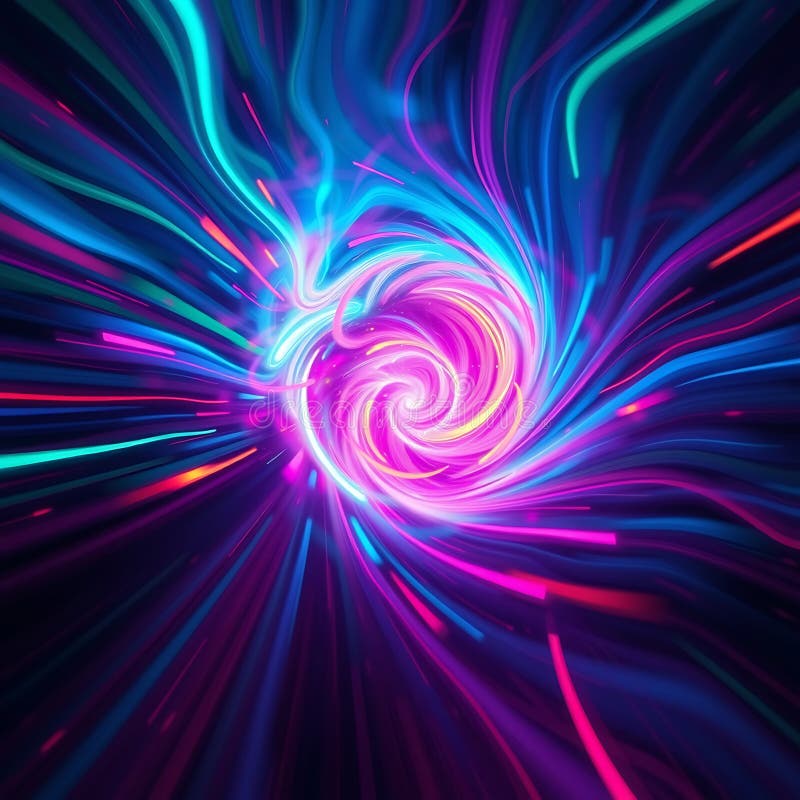 A Dynamic Swirling Vortex with Bright Neon Colors and Intense Movement ...