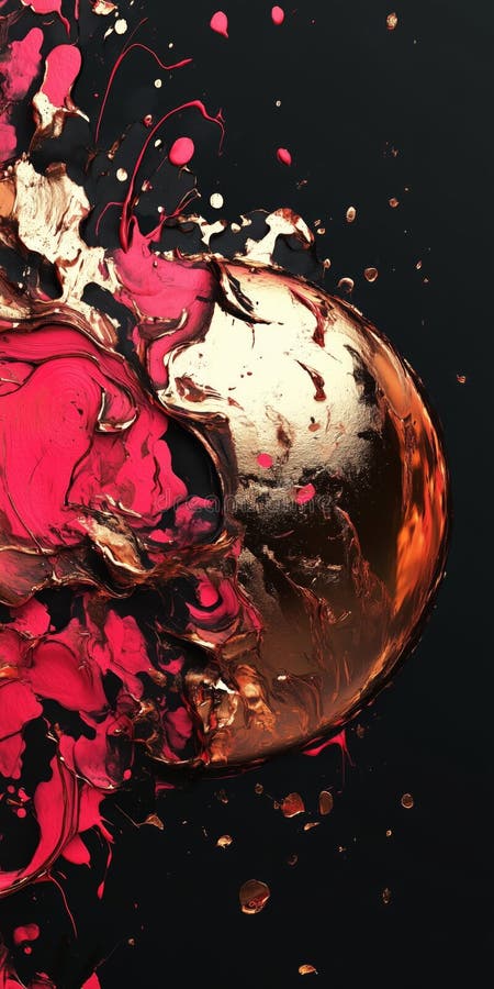 Dynamic Swirls Red Gold Paint Dark Background Stock Photos - Free ...