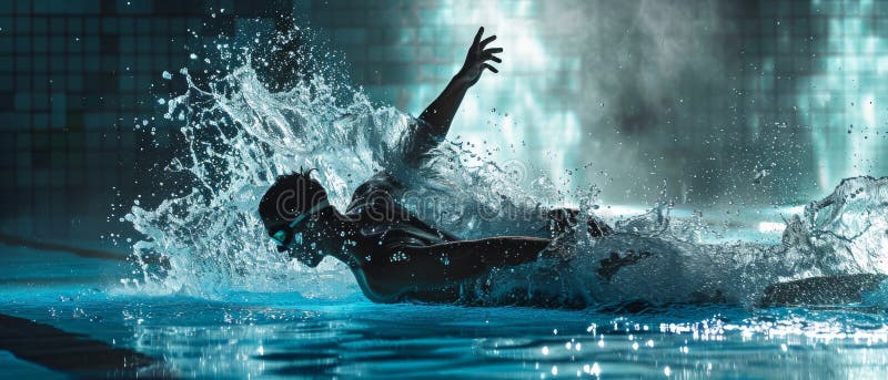 Dynamic Synchronised Diving Performance by Male Athletes Stock ...